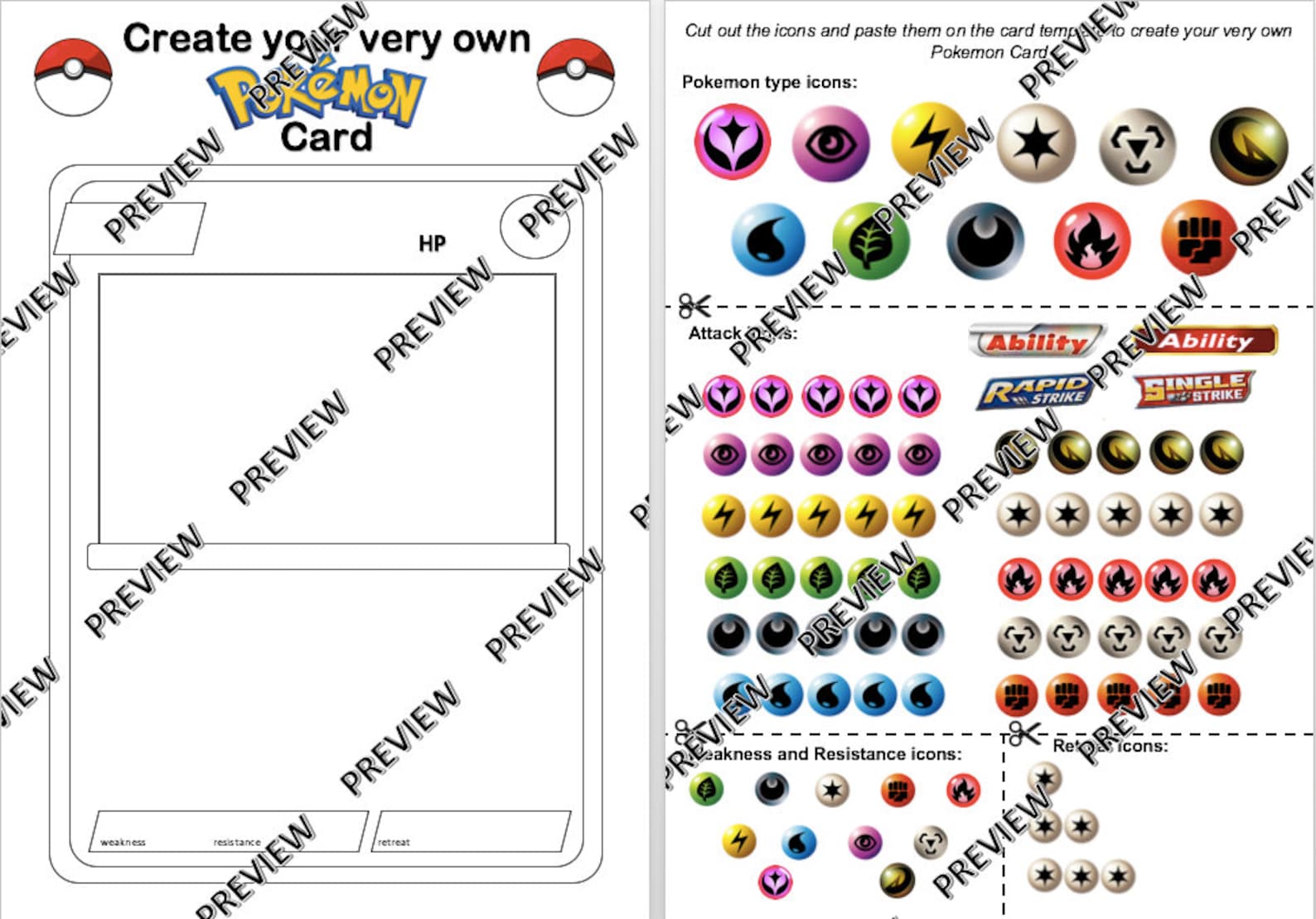 Pokemon Party Game Activity Craft Home School Exercise Custom Pokemon ...