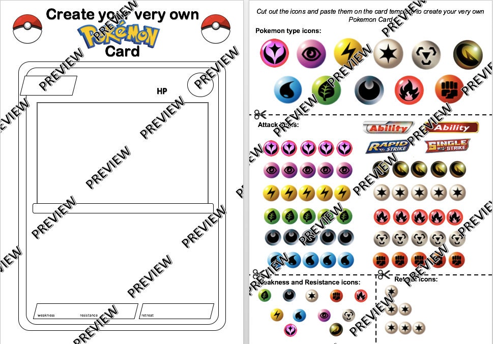 Pokemon Party Game Activity Craft Home School Exercise Custom Pokemon ...