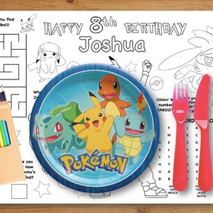 DIGITAL Pokemon Birthday Activity Page, Colouring Sheet, Place Mat ...