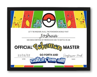 Pikachu Certificate - Etsy UK