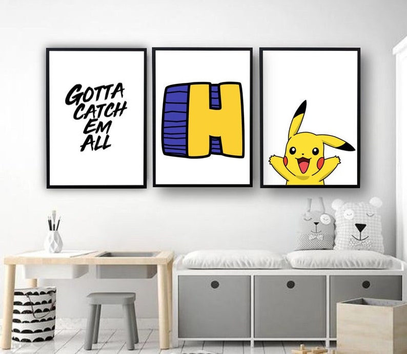 A4 or A3 Pokemon Printable Wall Art, Initial Bedroom Wall Art ...