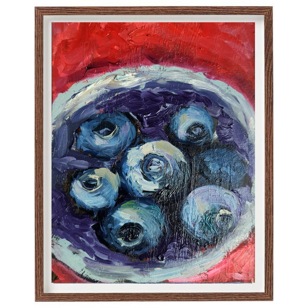 Blueberry Oil Painting Kitchen Decor Wall Art Small Gift 5x7 - Etsy