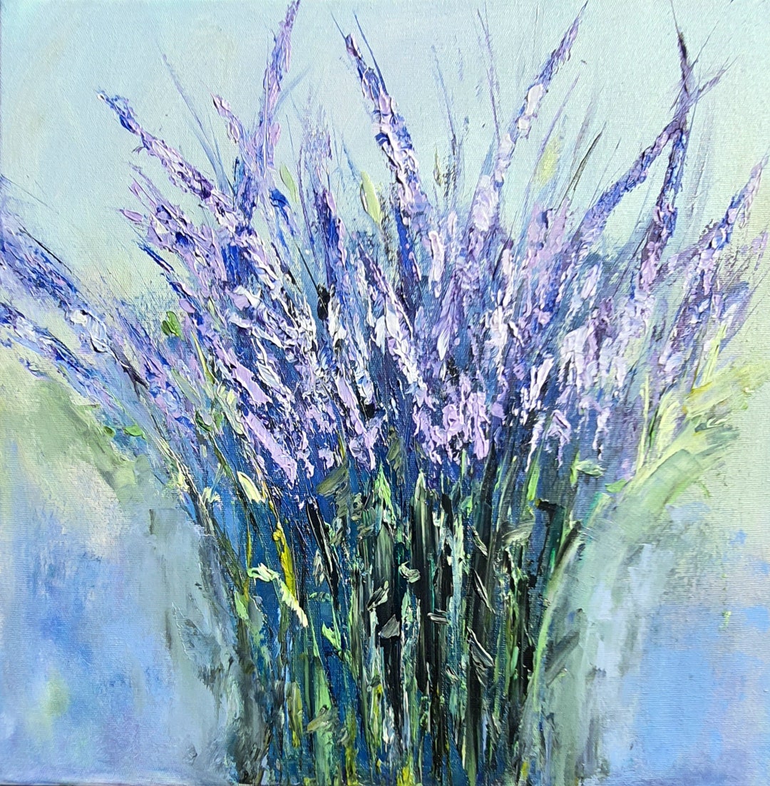 Lavender Painting Flower Original Art Impasto Provence Oil Painting 16 ...