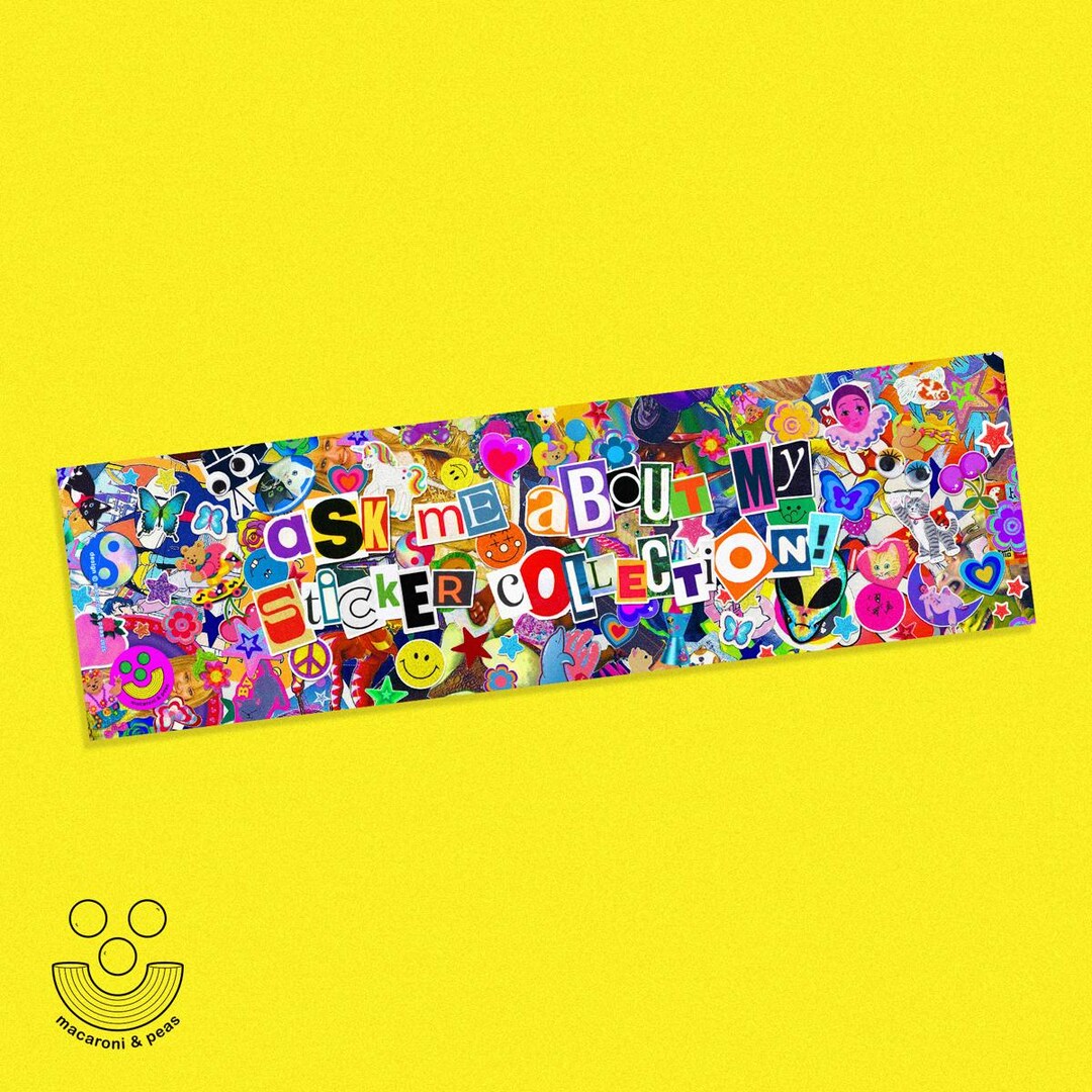 Ask Me About My Sticker Collection!, Bumper Sticker 11x3", Retro 90's ...