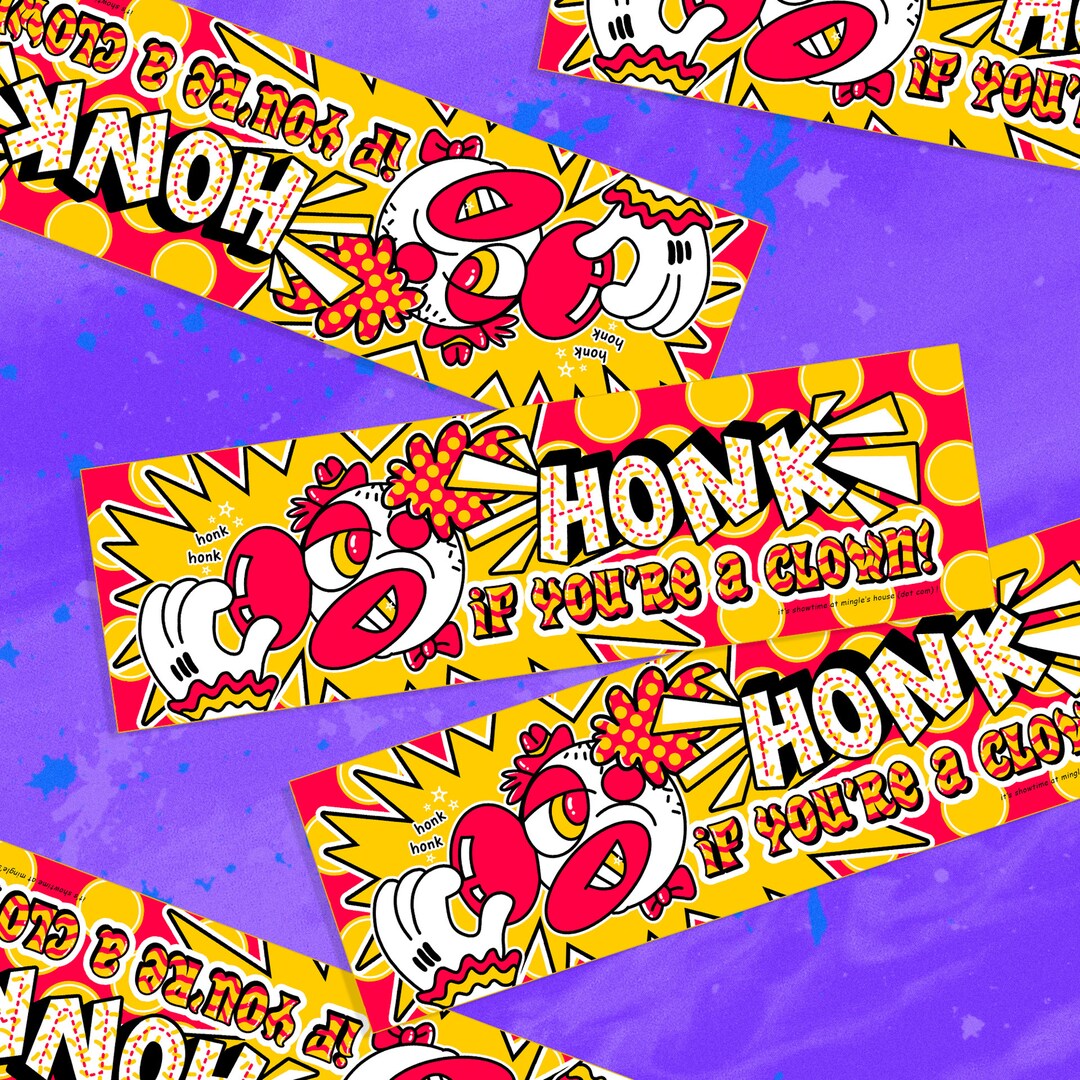 HONK If You're A Clown Bumper Sticker, 11x3 - Etsy