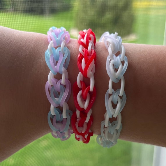 Rainbow Loom Heart Link Bracelet | Etsy