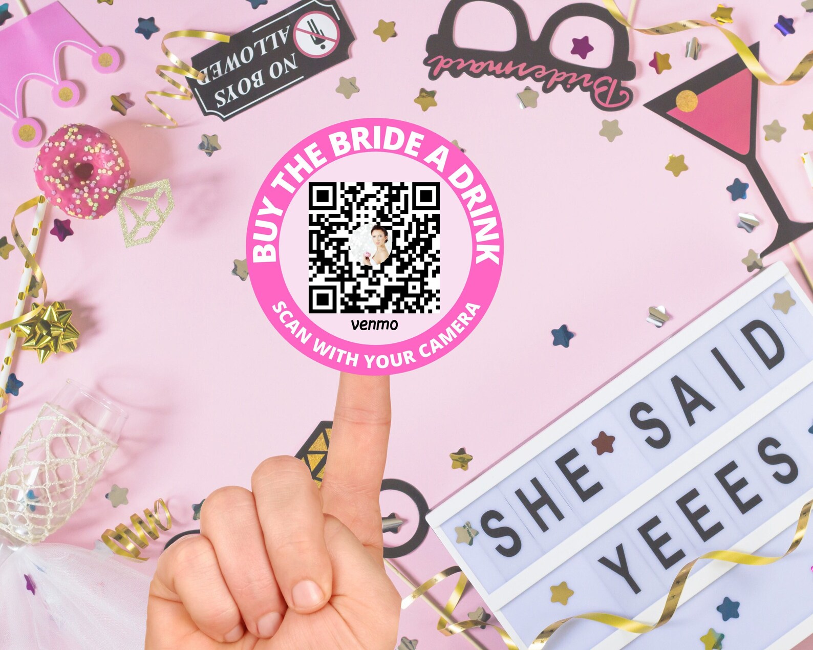 Bachelorette Party Venmo Stickers Cash App Bachelorette QR Code ...