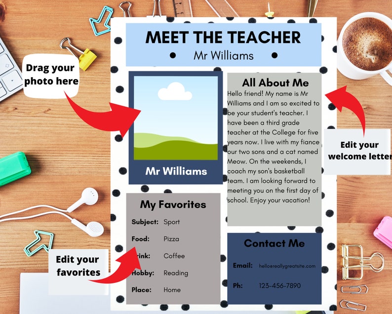 Meet the Teacher Template Back to School Editable Template New Teacher ...