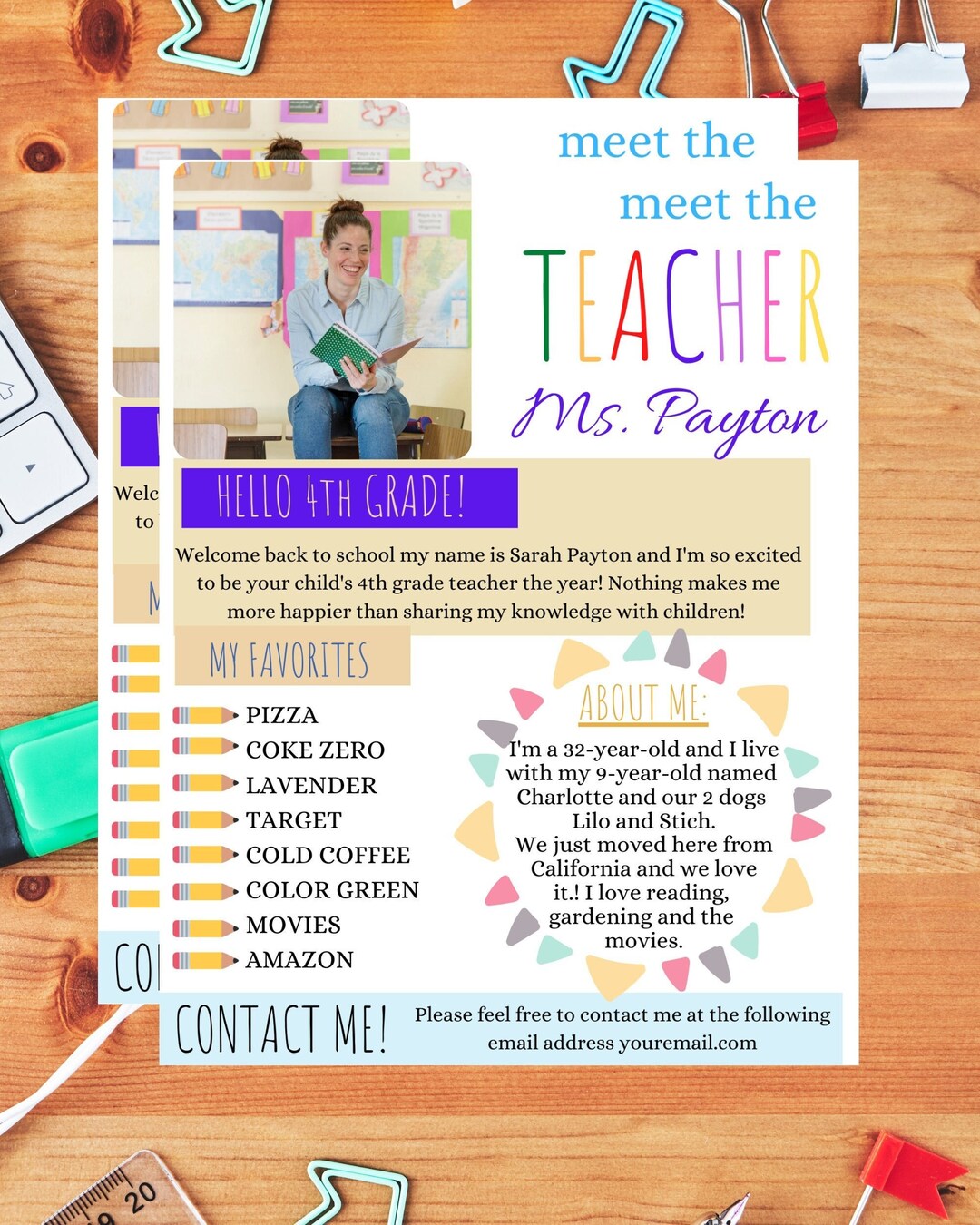 Meet the Teacher Template, Editable Back to School Template (canva, PDF ...