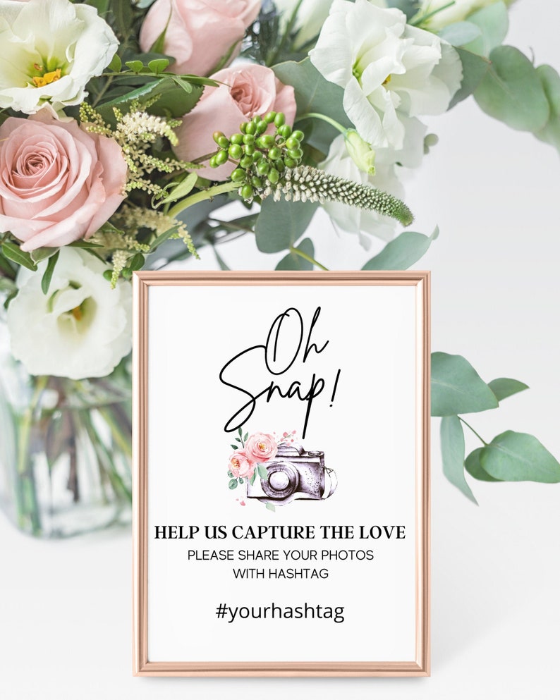 Oh Snap Wedding Hashtag Sign, Printable Photobooth Sign, Wedding ...