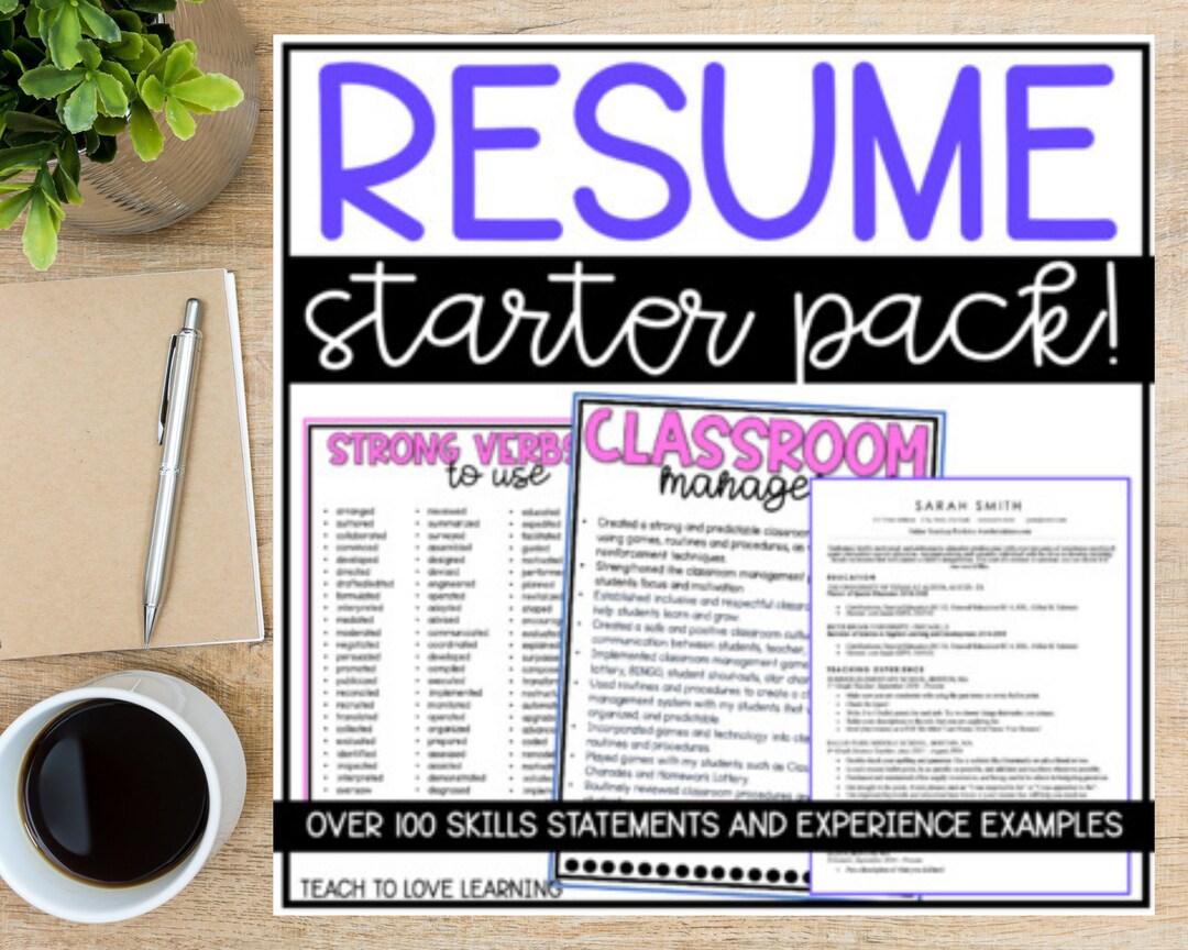 Teacher Resume Template for Word | Resume Starter Pack Elementary ...