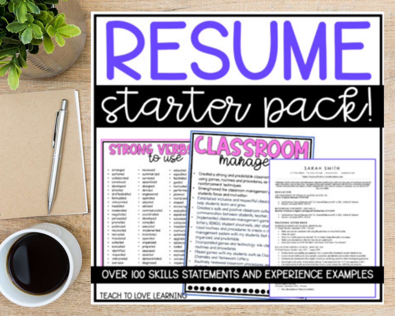 Teacher Resume Template for Word | Resume Starter Pack Elementary ...