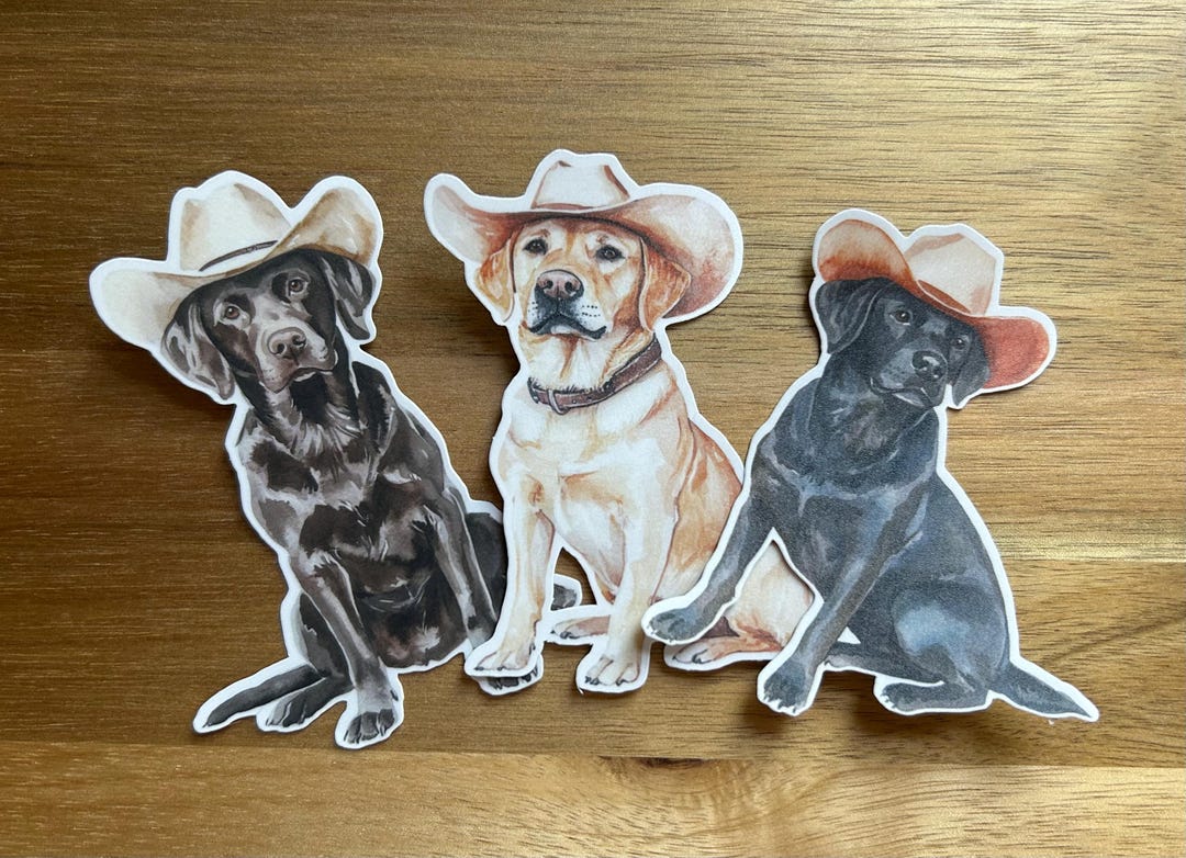Labrador Sticker: Cowboy Hat Dog, Matte Waterproof Vinyl - Etsy