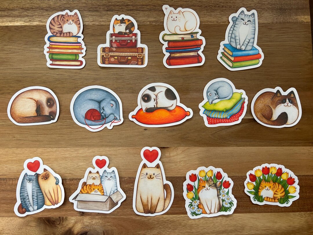 Cat Stickers: Waterproof Matte Vinyl Decals for Laptop, Water Bottle - Etsy