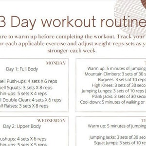 Total Body Challenge: 3-day Workout Plan for Strength & Endurance - Etsy