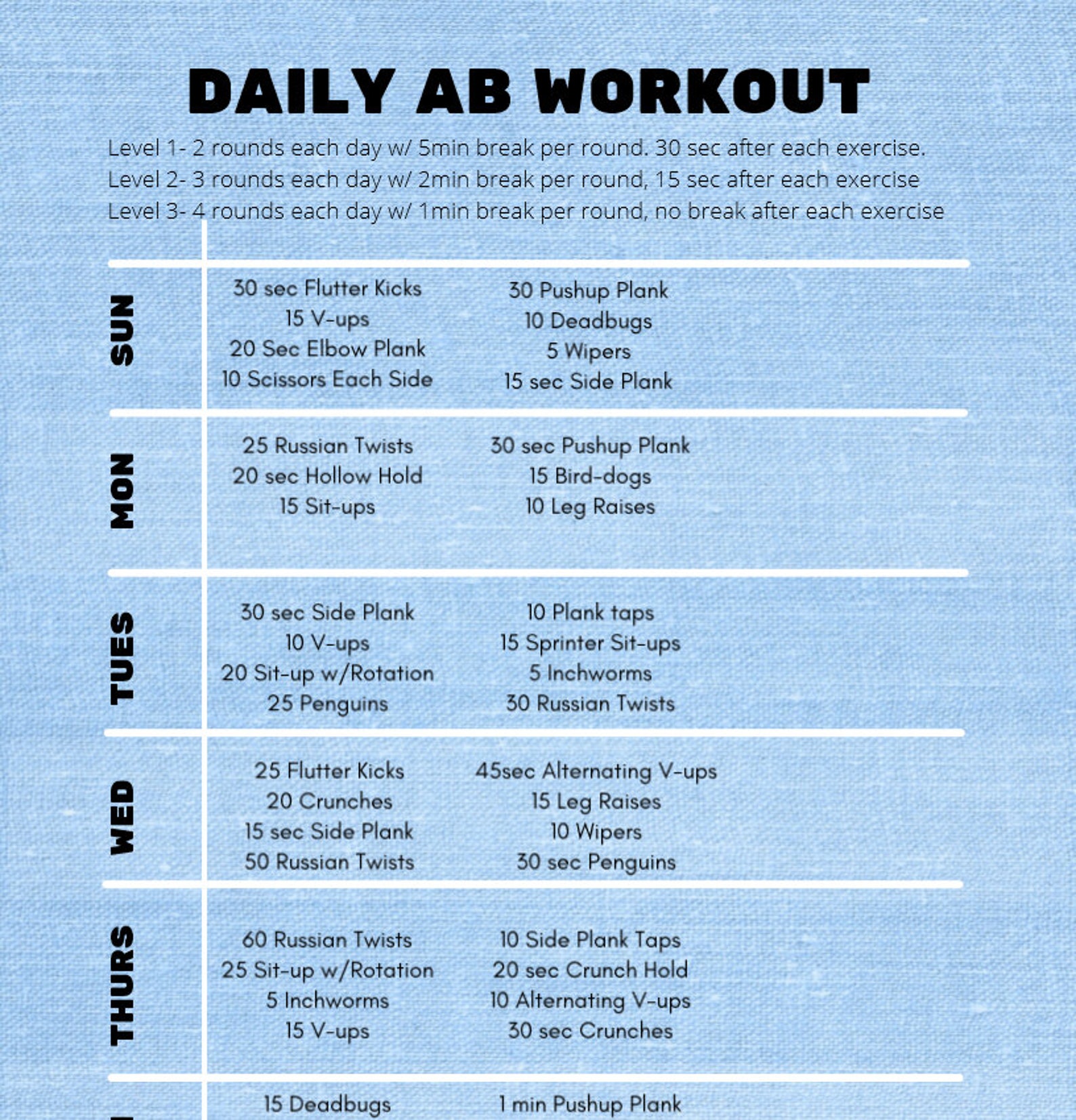 Combo Package Daily Planner, Daily Workout 1 & 2 and Ab Program ...