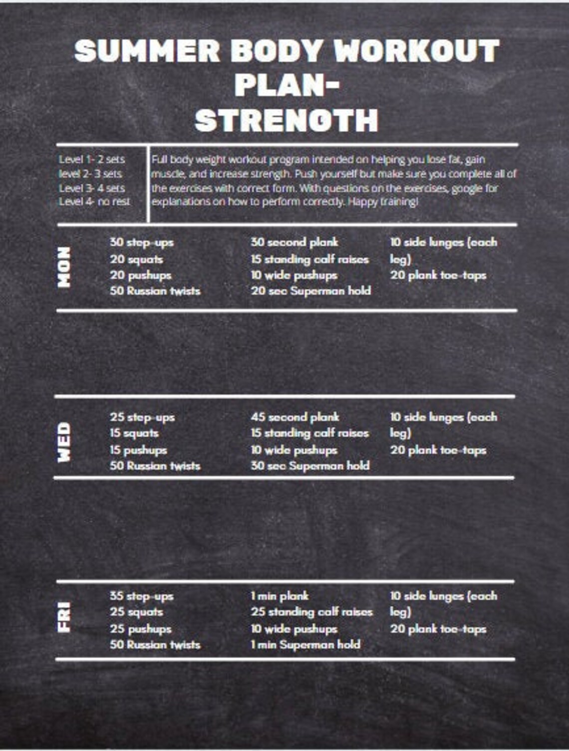 Summer Body Workout Strength & Cardio - Etsy