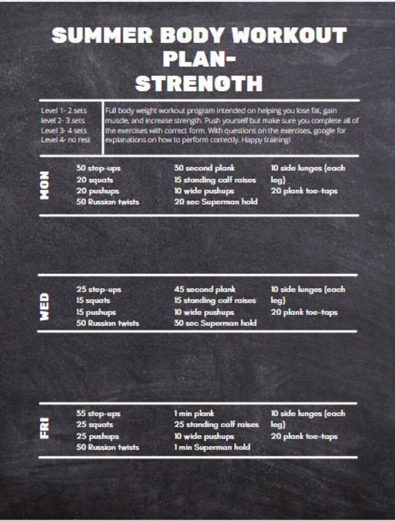 Summer Body Workout Strength & Cardio - Etsy