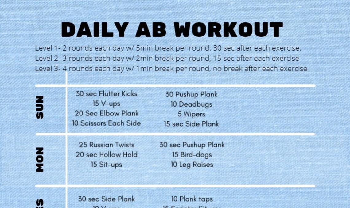 Combo Package! Daily Planner, Daily Workout #1 & #2 and Ab Program - Etsy