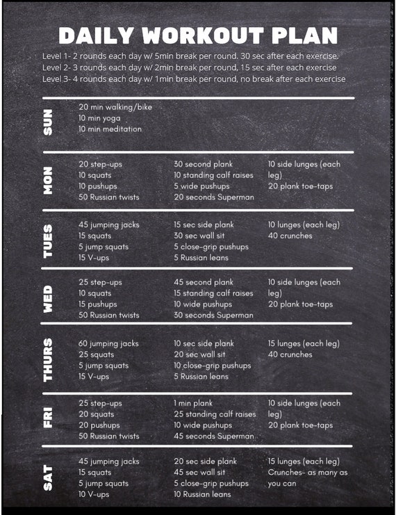 Daily Workout Planner | Etsy