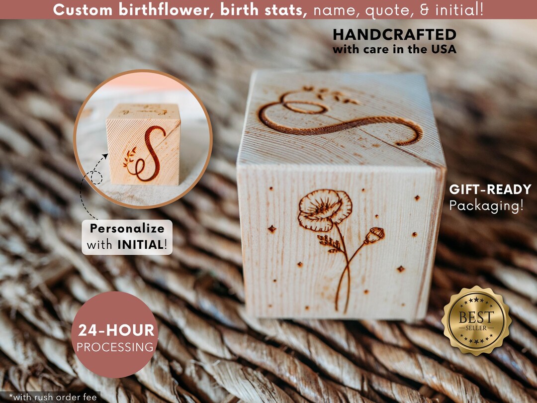 Baby Birth Flower Gift Block-personalized Baby Girl Keepsake,baby ...