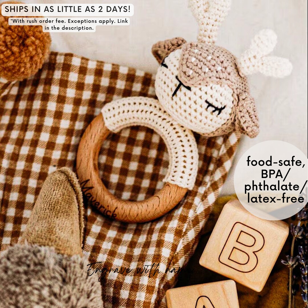 PERSONALIZED Baby Deer Rattle- Crochet Deer Rattle Crochet Rattle Deer ...