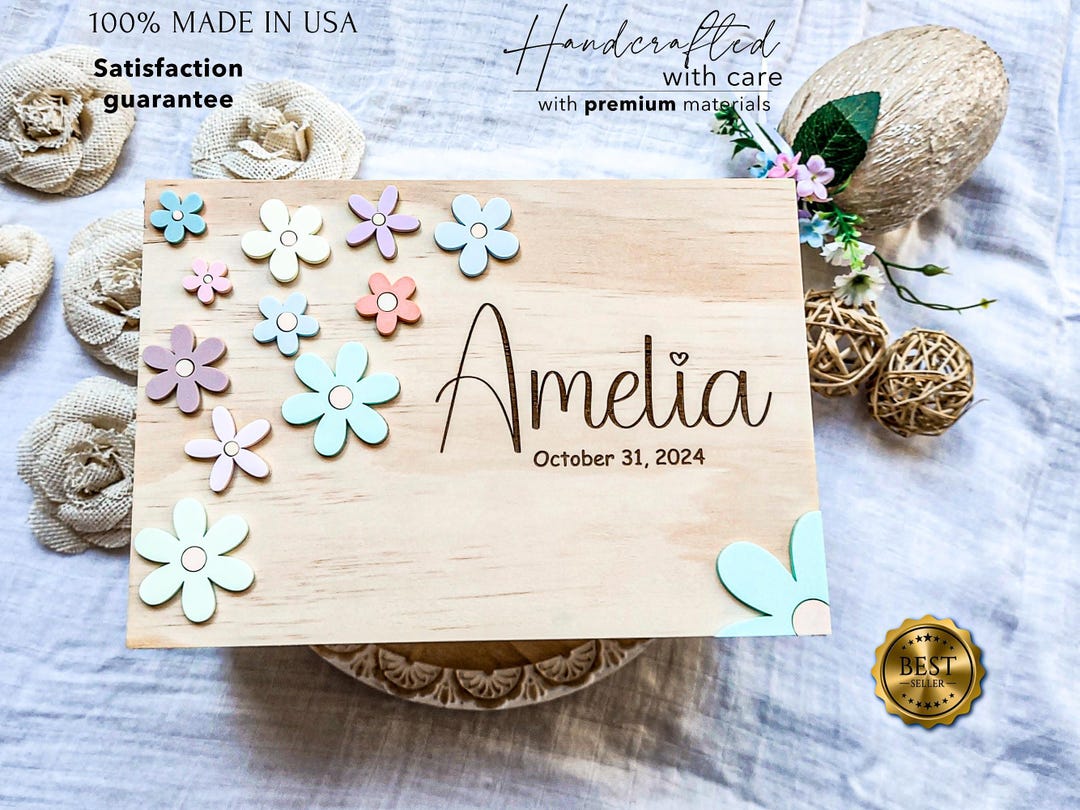 Baby Keepsake Box Girl Baby Memory Box Girl Personalized Baby Box Baby ...