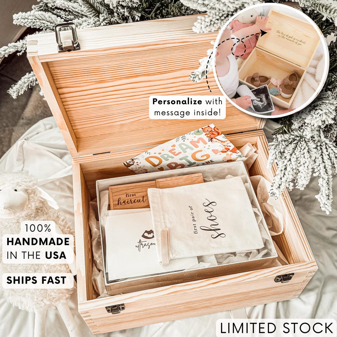 Engraved Wooden Box Baby Shower, Heirloom Baby Box,first Easter Gift ...