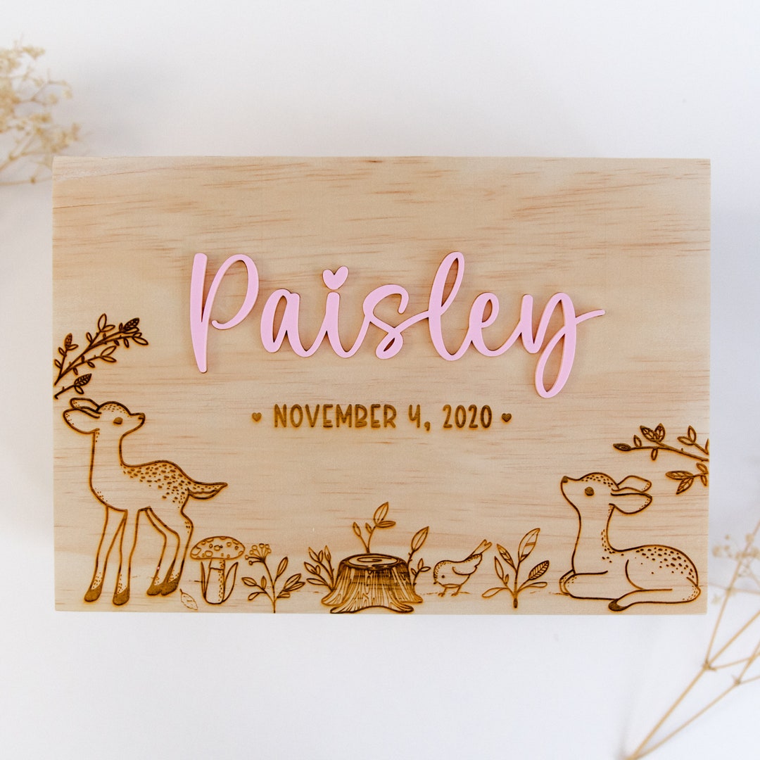 Engraved Baby Keepsake Box, Woodland Animals Baby Gifts, Baby Loss ...