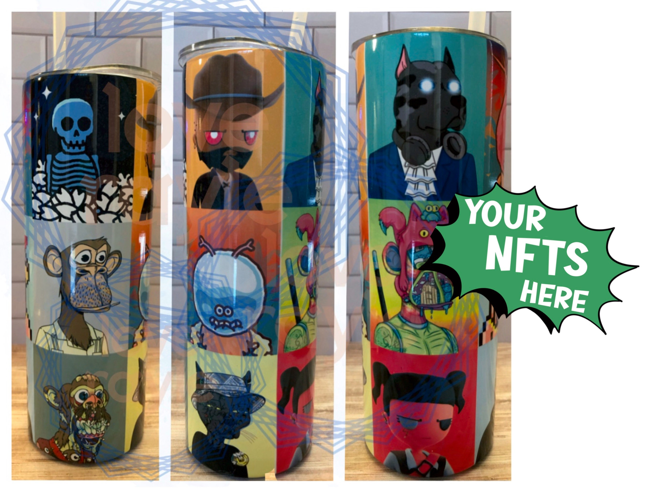 Print Your Nfts on a Custom Collage Tumbler, 20 Oz Skinny Tumbler ...