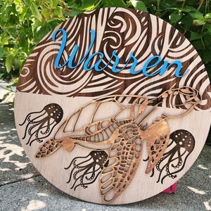 Custom Name Sign, Sea Turtle Door Hanger, Custom Wood Sign, Nautical ...