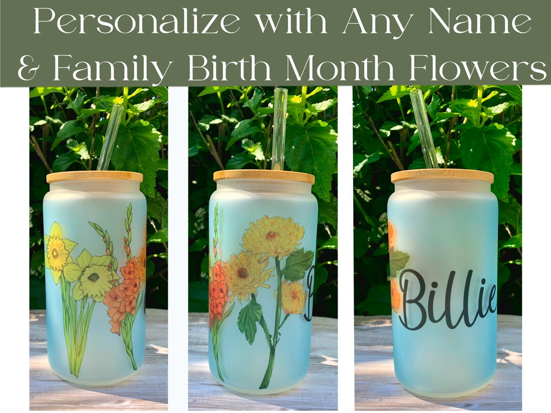 Custom Birth Month Flower Cups W/straw, Personalized Bridesmaids Gifts ...