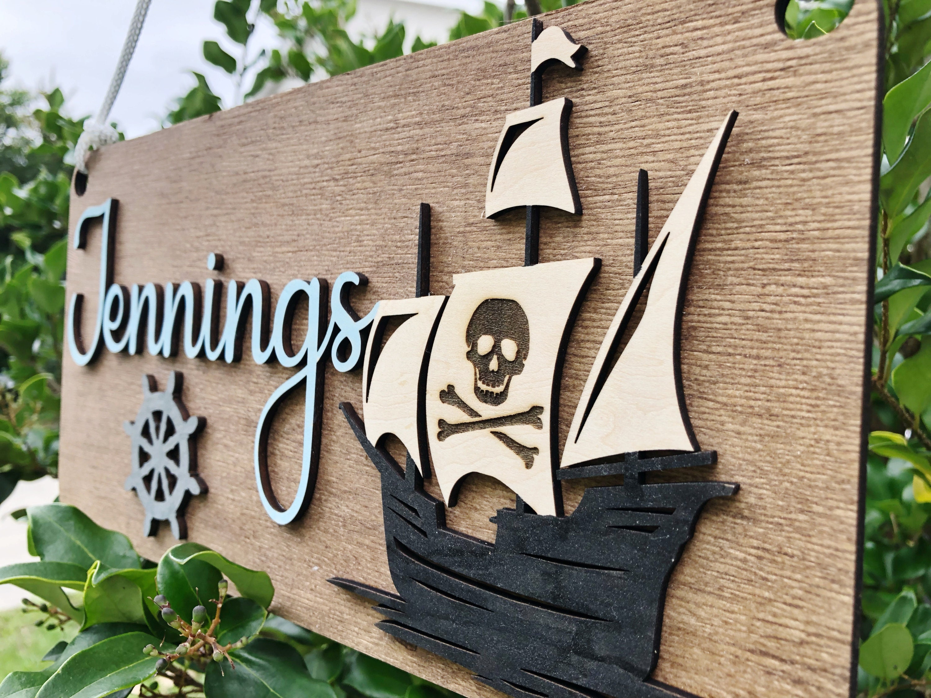 Custom Name Sign, Pirate Door Hanger, Pirate Wall Art, Under the Sea ...