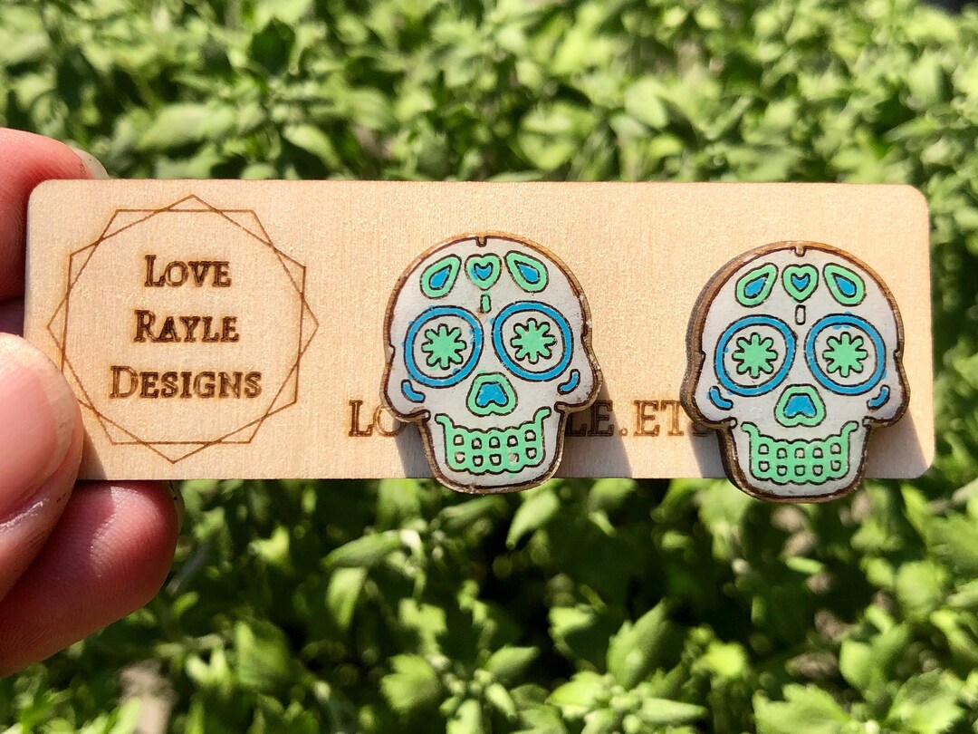 Sugar Skull Earrings, Day of the Dead, Fall Studs, Spooky Season ...