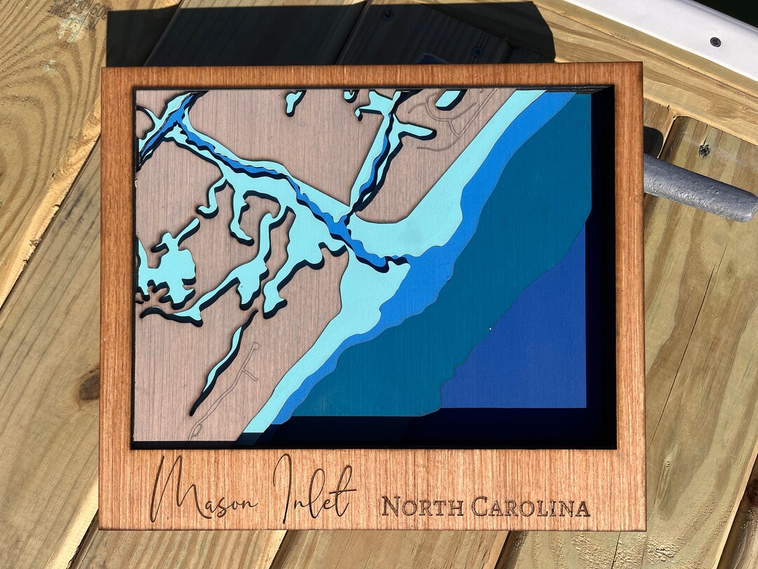 Mason Inlet NC 3D Layered Map Wall Art, Laser Cut Nautical Map, Figure ...
