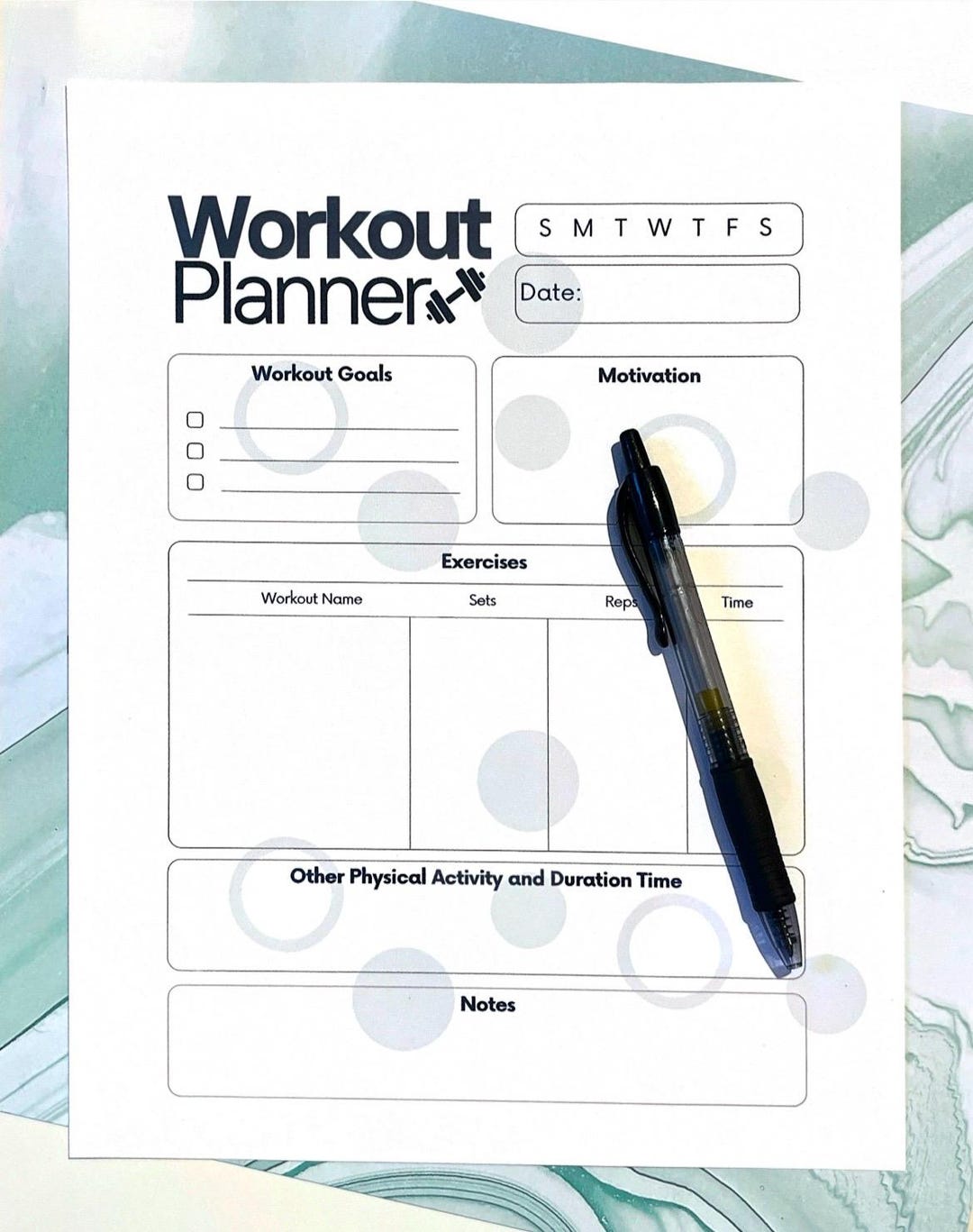 Daily Workout Planner, Digital Download - Etsy