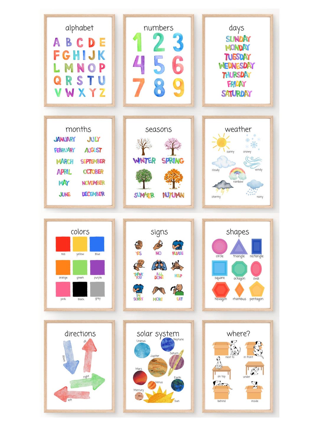 Educational Poster Bundle: Sign Language, Homeschool, Classroom ...