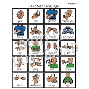 Basic Sign Language Board Digital Download - Etsy