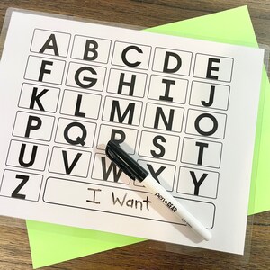 Alphabet (uppercase) Communication Board- Autism - Apraxia - Non-verbal ...