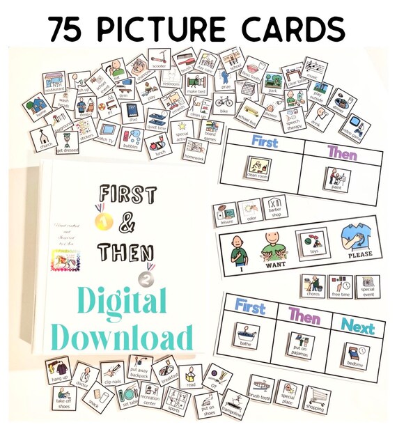 First and Then Charts and Picture Communication Cards | Etsy