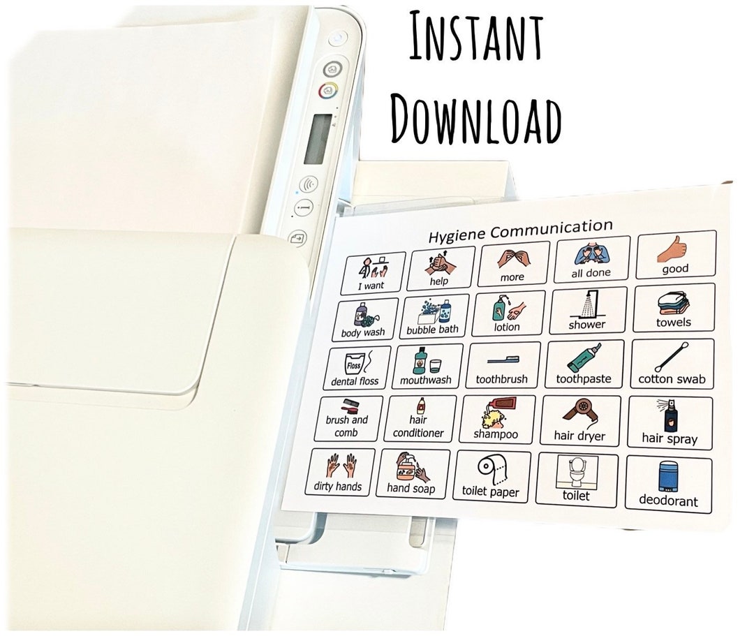Hygiene Communication Board Digital Download Autism Apraxia Non-verbal ...
