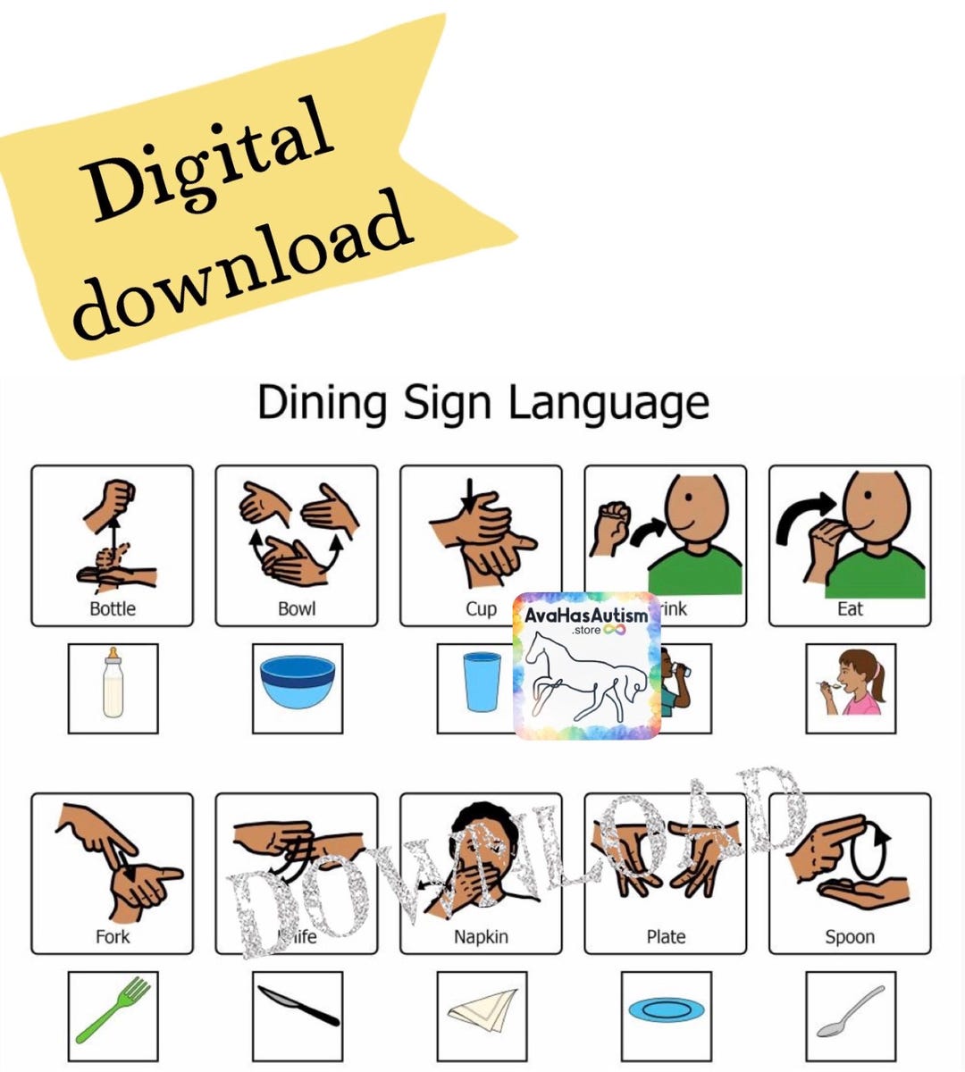 Sign Language Board- Dining- Digital Download - Etsy