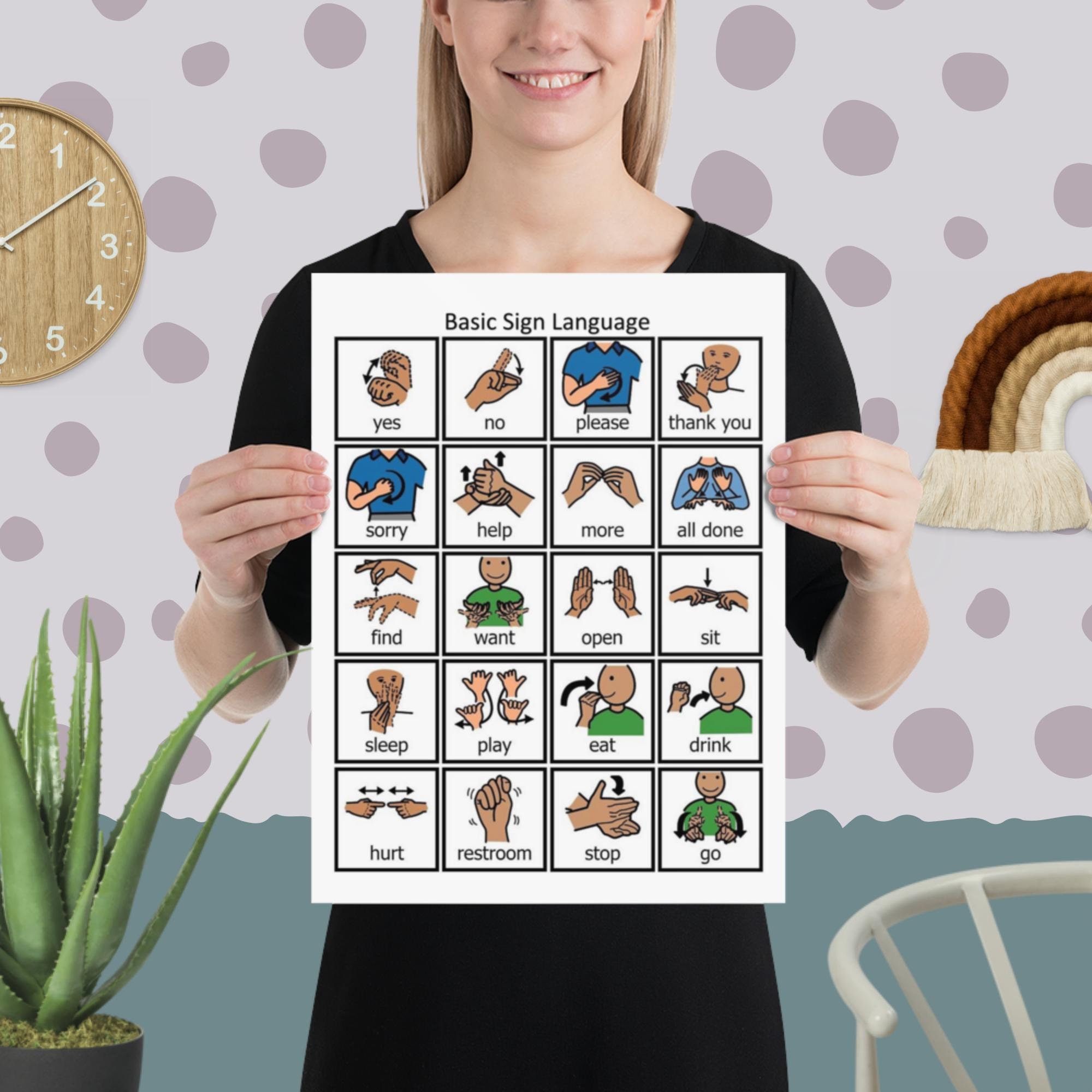 Basic Sign Language Poster - Etsy Canada