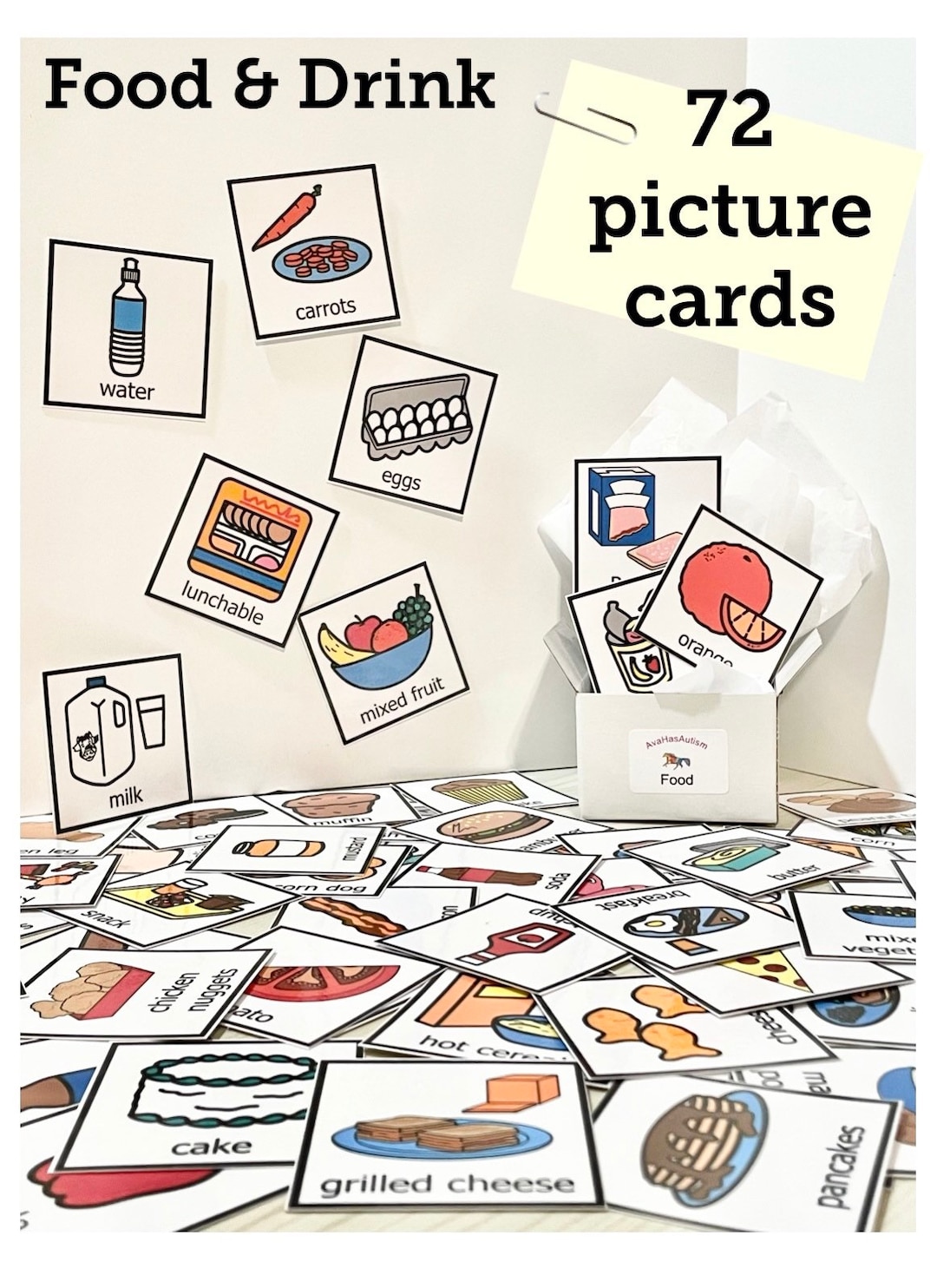 Food & Drink Picture Cards 72 Count- 1.5 Inch or 2.5 Inch - Etsy
