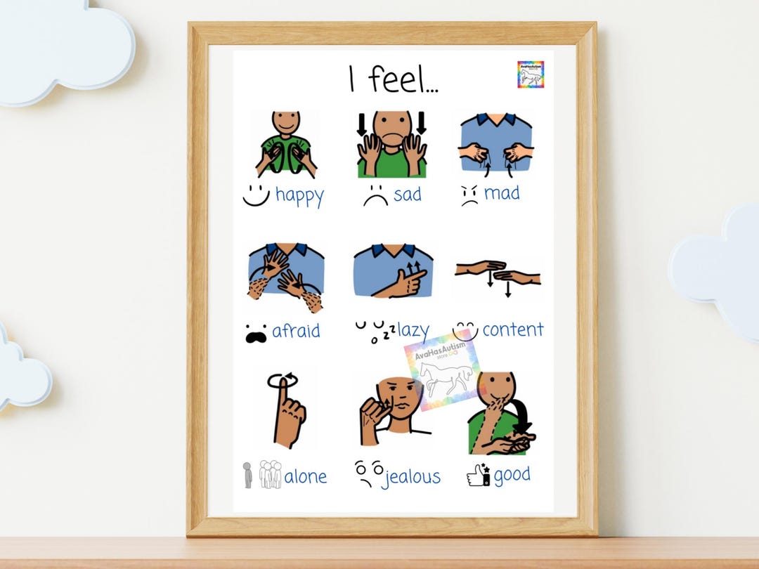ASL Feelings Sign Language Board- Emotions- Non Verbal- Digital ...