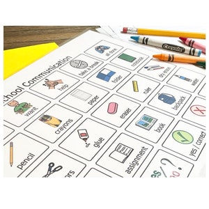 School Communication Board- Autism - Apraxia - Non-verbal - Speech ...
