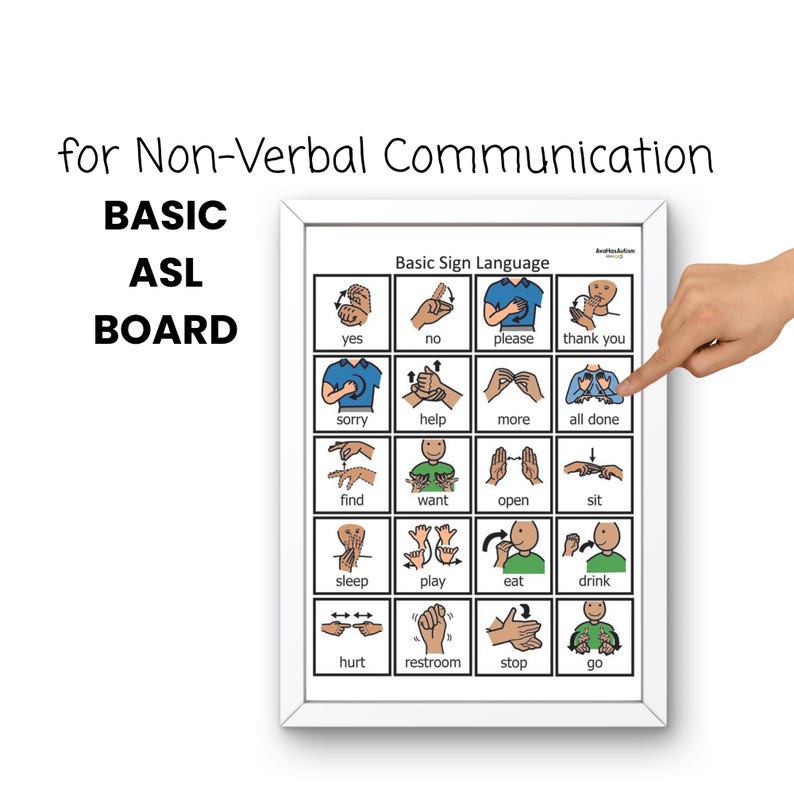 ASL Basic Sign Language Board for Special Education - Etsy