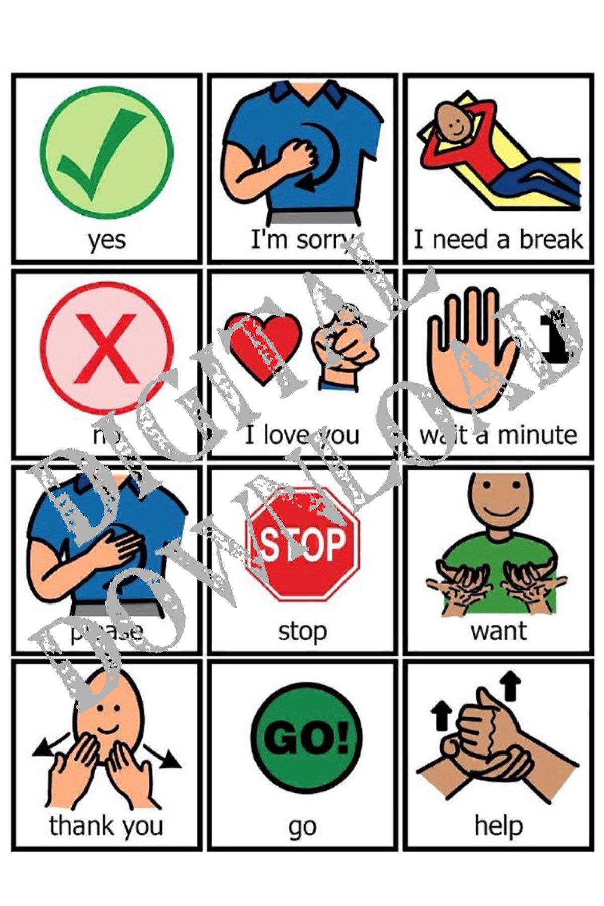 Picture Communication Keyring Cards Digital Download - Etsy