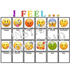 I Feel Chart- 12 Emotions- Digital Download - Etsy