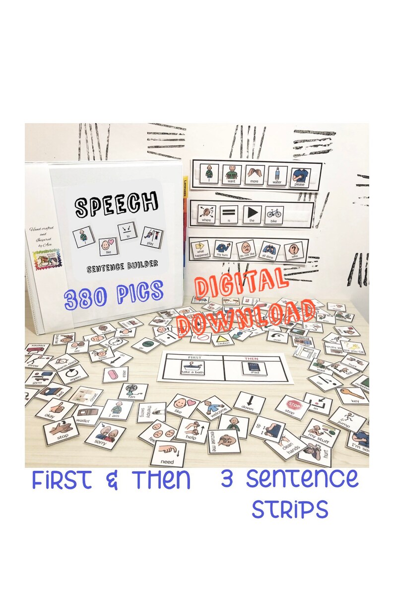 Picture Communication Sentence Builder 380 Cards Autism | Etsy